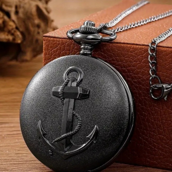 Accessories | New Black Navy Anchor Pocket Watch | Poshmark
